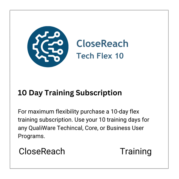 Tech Flex 10 - QualiWare Technical User Training Subscription - CloseReach